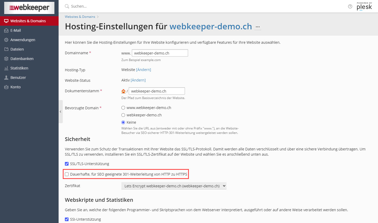 Support: Alle Besucher auf HTTPS/SSL weiterleiten - webkeeper